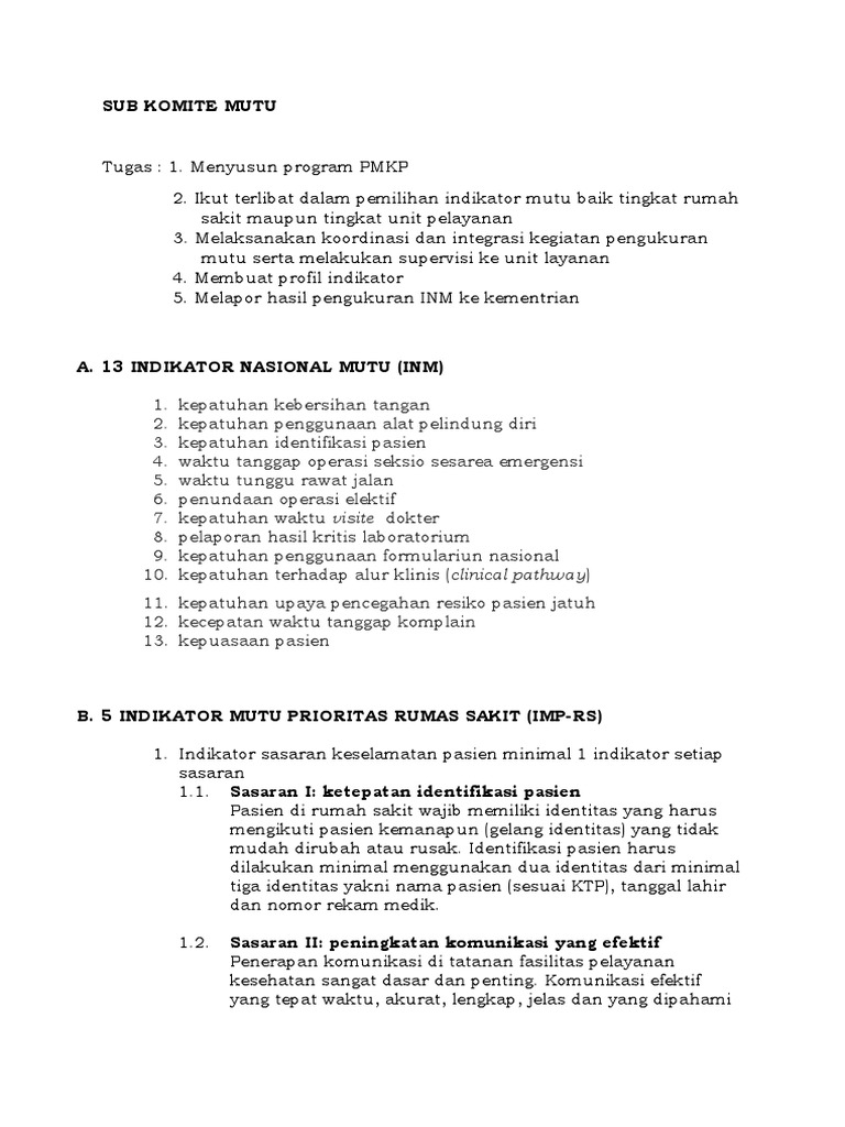 Bahan Rapat Komite Mutu | PDF