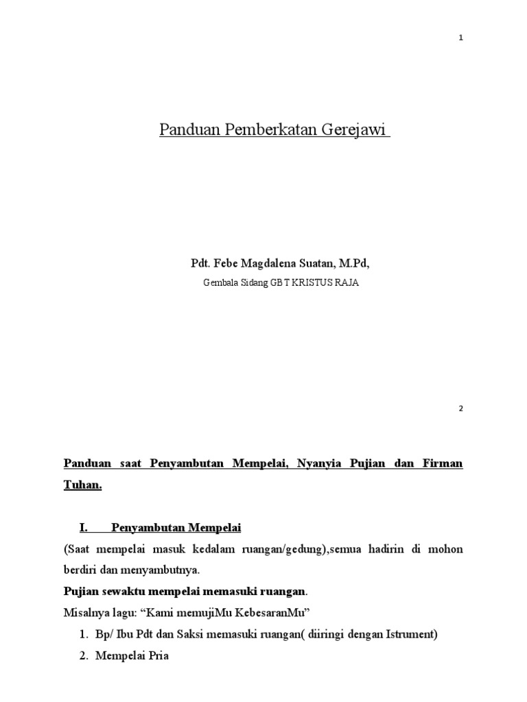 Panduan Pemberkatan Pernikahan Gerejawi | PDF
