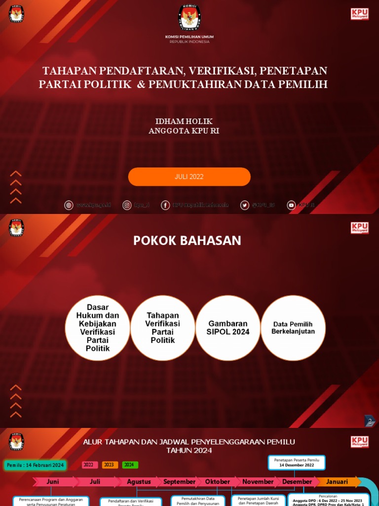 12 Juli 2022 - Tahapan Verpol Dan Pemuktahiran Data Pemilih - Raker ...