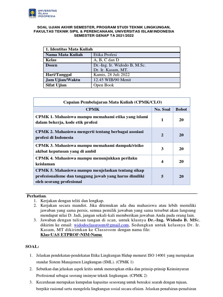 UAS ETPROF Widodo Kasam VERIF | PDF