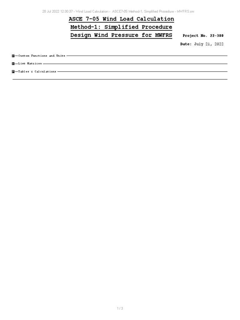 MWFRS Wind Load Calculation ASCE 7-05 | PDF | Applied And ...