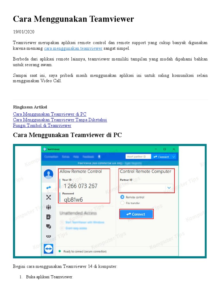 Cara Menggunakan Teamviewer | PDF