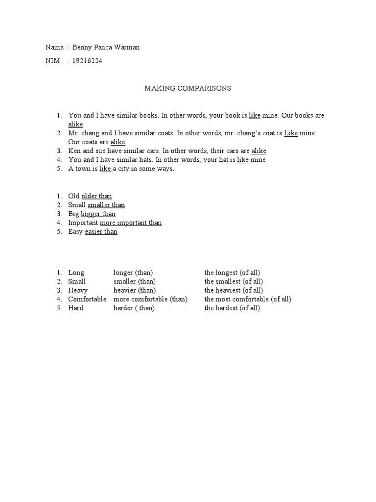 Making Comparasions Benny Panca | PDF | Language Arts & Discipline