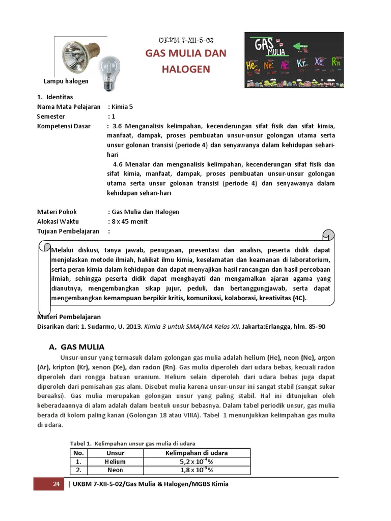 Ukbm Kim 7-Xii-5-02 Gas Mulia & Halogen | PDF