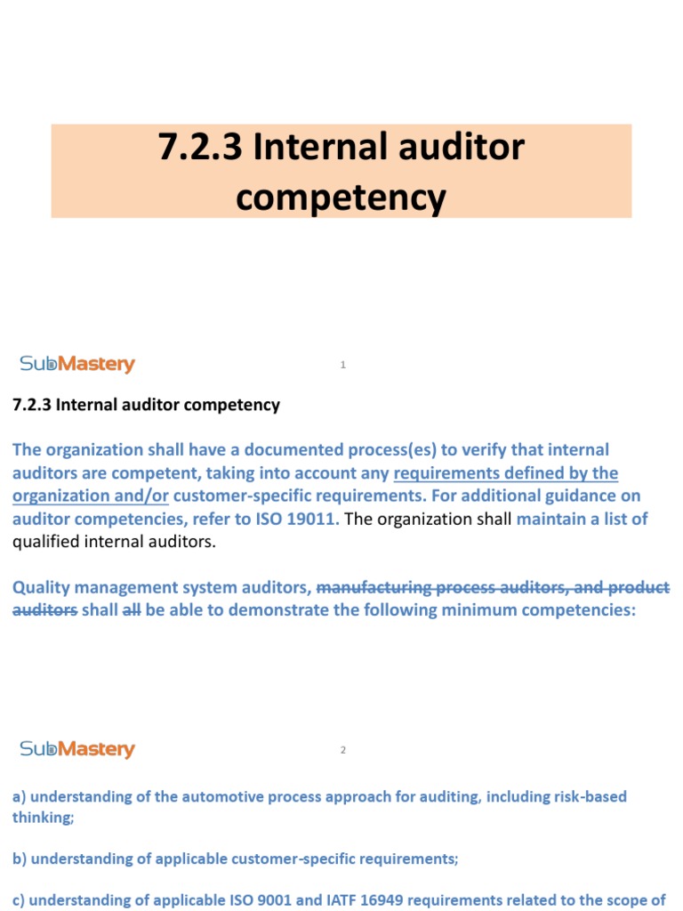 Internal Auditor Competency Requirements | PDF | Audit | Internal Audit