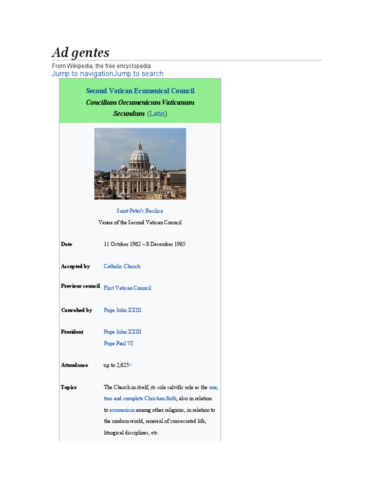 Ad Gentes: Jump To Navigationjump To Search | PDF | Second Vatican ...