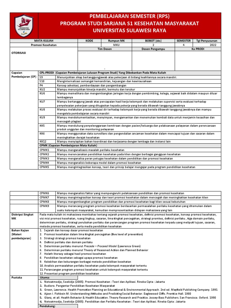 RPS Promosi Kesehatan | PDF