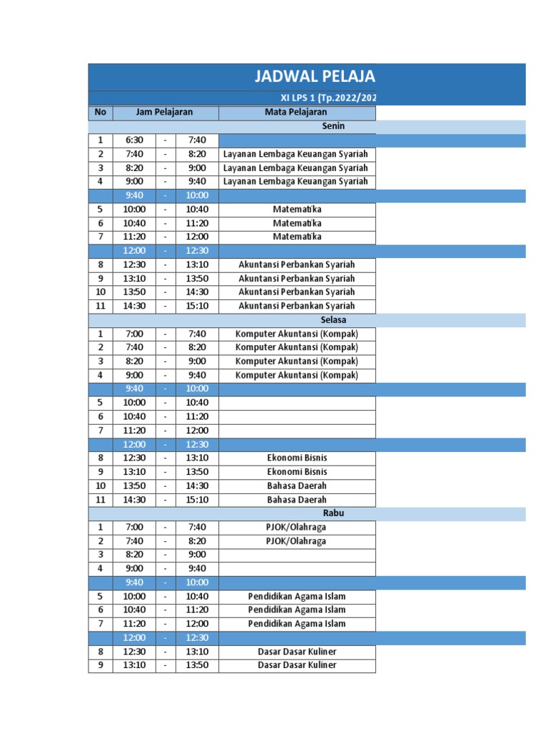 Jadwal Xi Lps | PDF