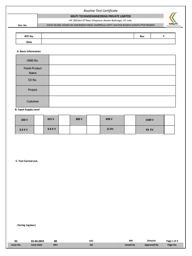 Test Report | PDF | Equipment | Electrical Equipment