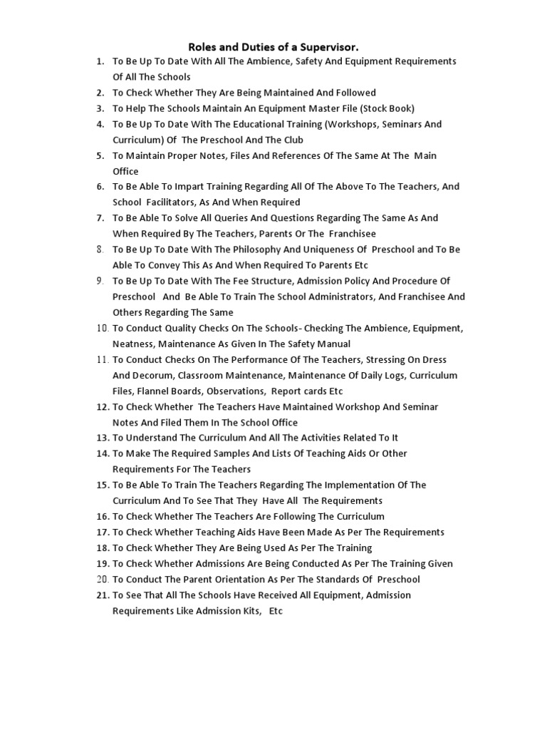 Roles and Duties of A Supervisor | PDF | Email | Teachers