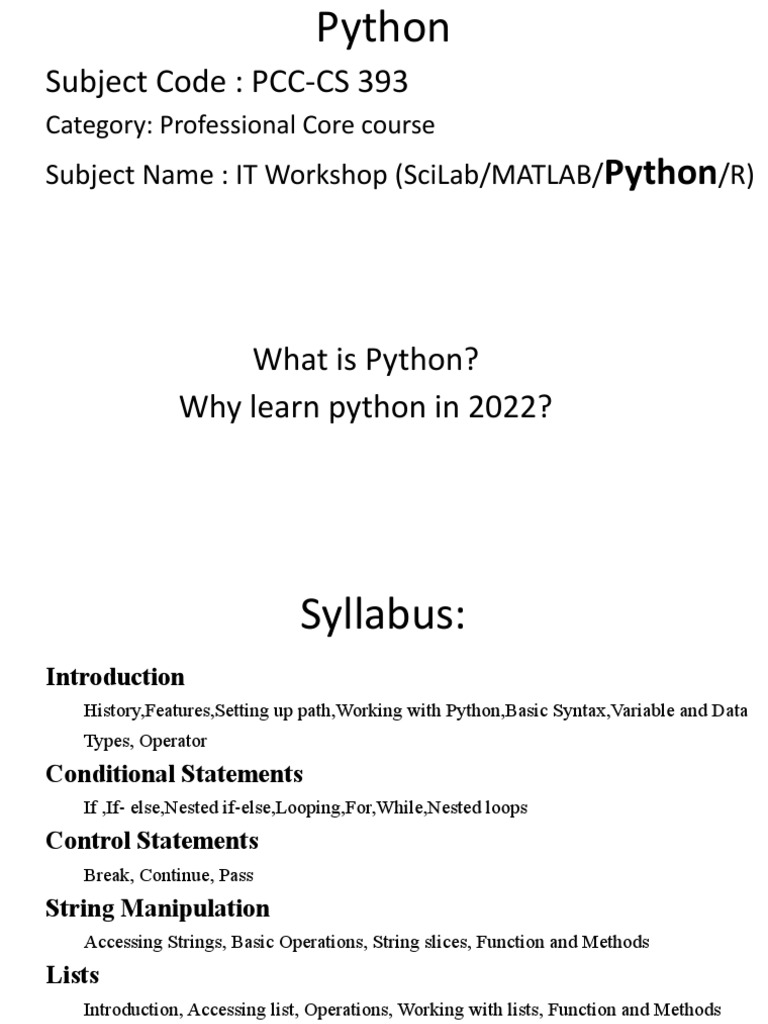 Basics Of Python Pdf Python Programming Language Subroutine