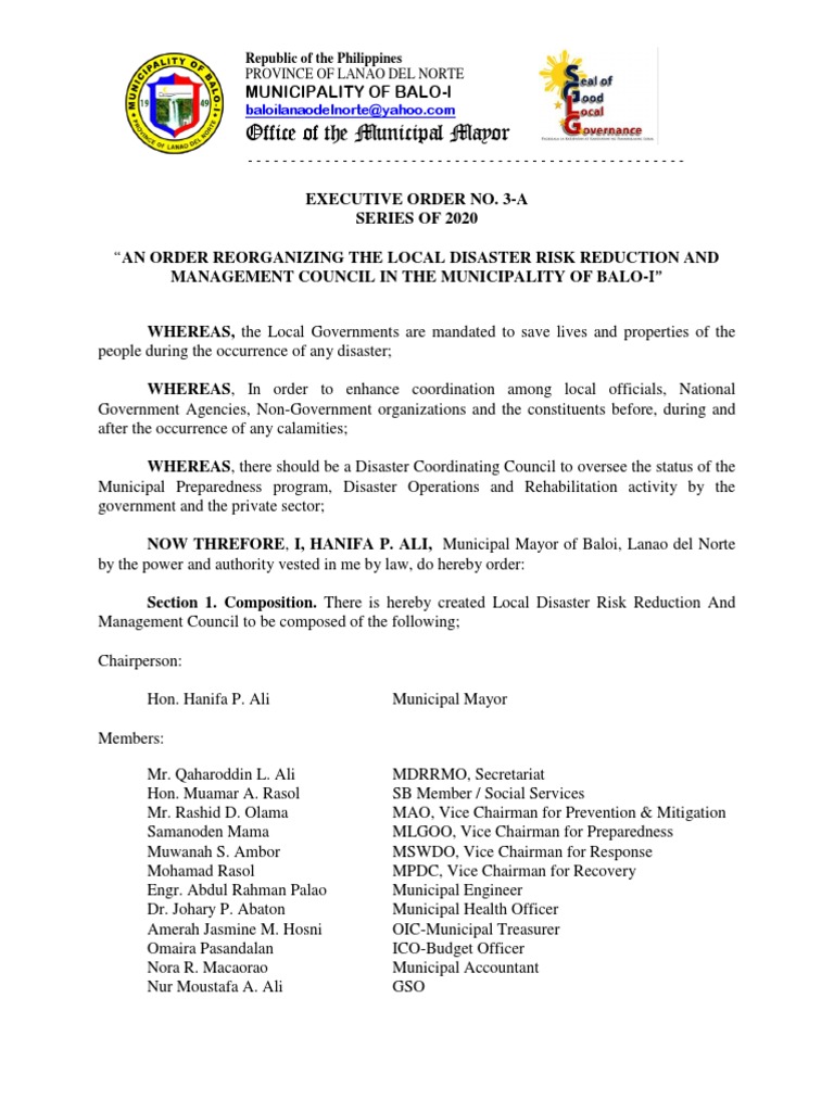 Eo MDRRMC | PDF | Government