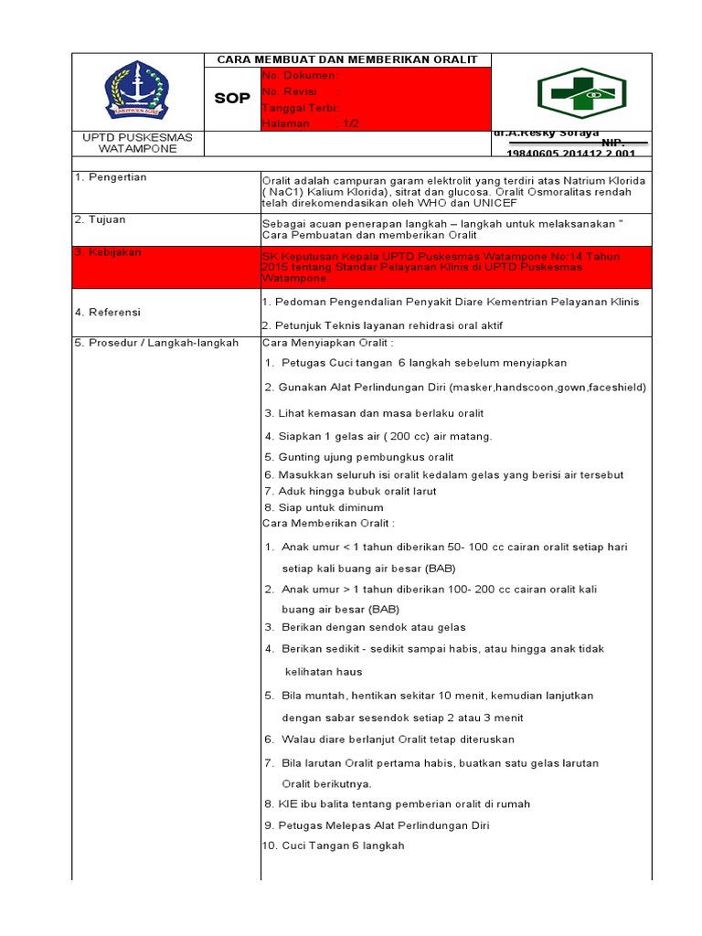 Panduan Pembuatan dan Pemberian Oralit | PDF