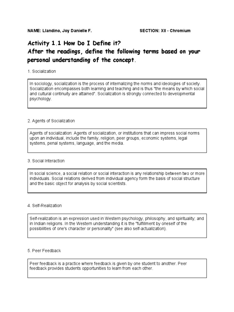 Activity 1.1 How Do I Define It? After The Readings, Define The ...