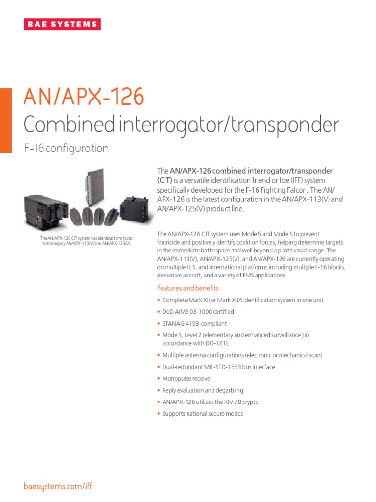 20-A90-08 - AN - APX-126 CIT - Datasheet - Web | PDF | Transponder ...