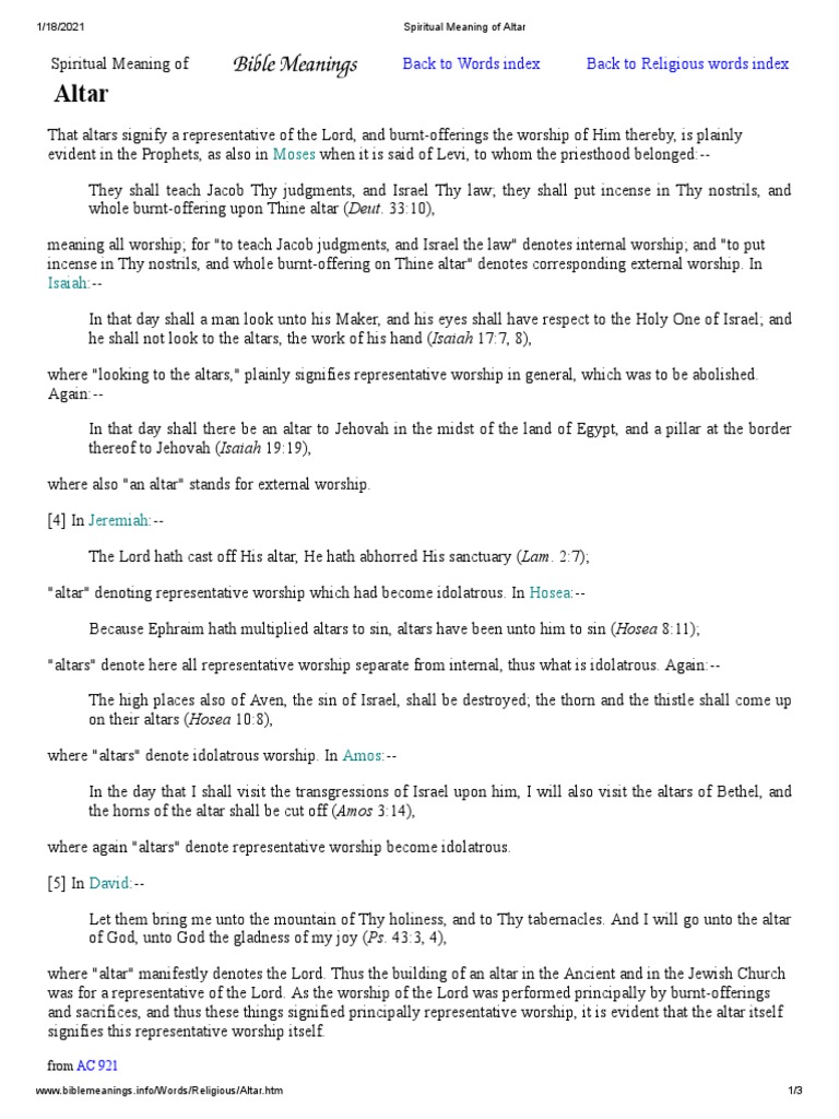 Spiritual Significance of Altars | PDF | Altar | Holy Of Holies