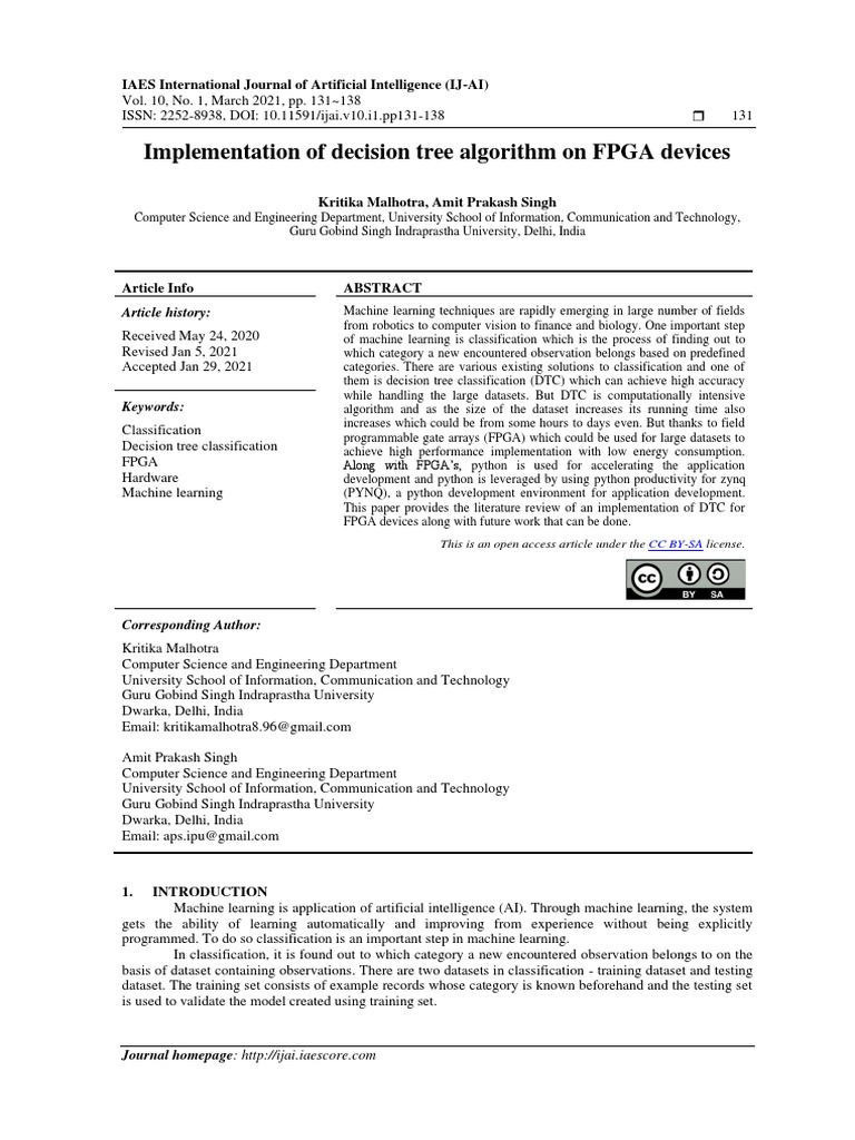 Implementation Of Decision Tree Algorithm On Fpga Devices Pdf Field Programmable Gate Array 