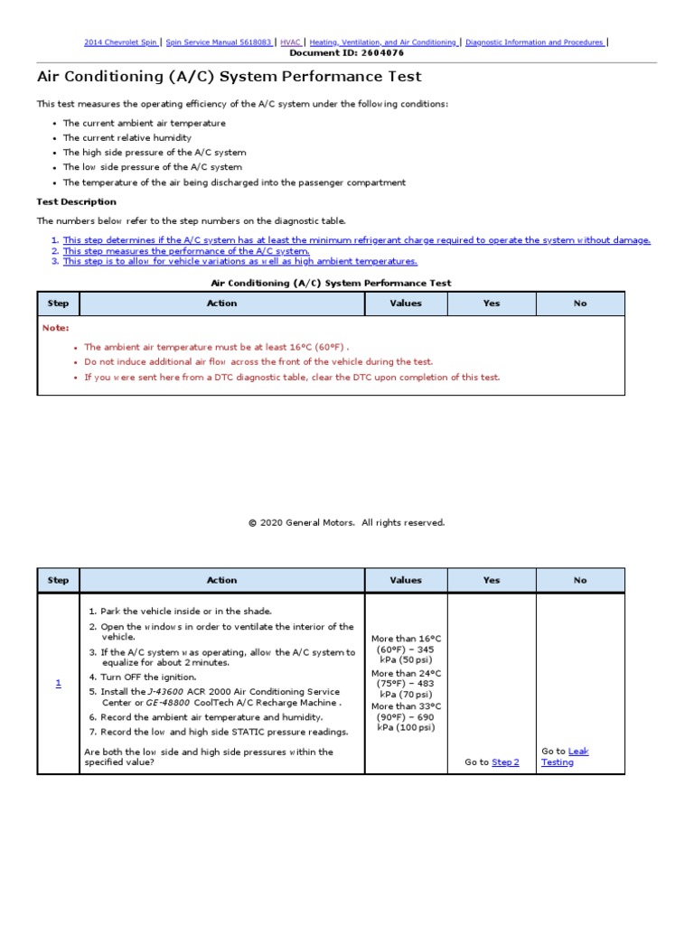 Air Conditioning (AC) System Performance Test | PDF | Air Conditioning ...