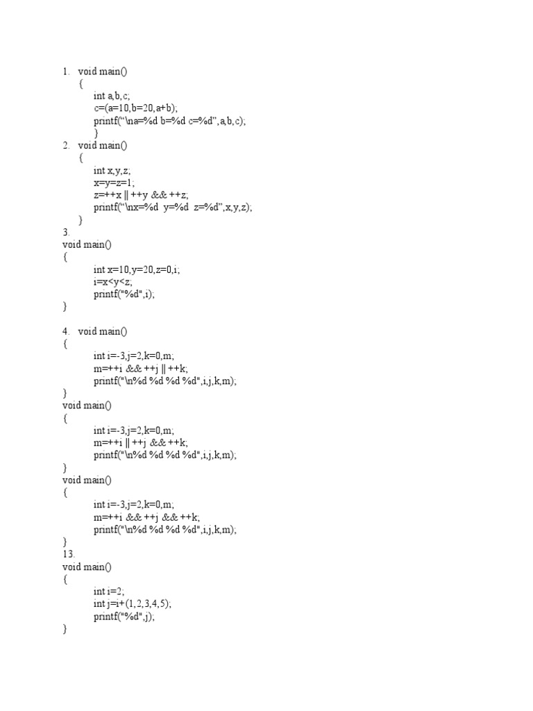 Exploring the Logic and Output of Various C Programming Code Snippets ...