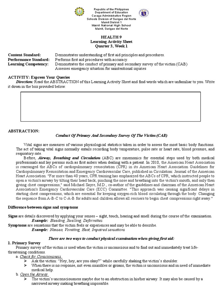 Mainit National High School | PDF | Pulse | Cardiopulmonary Resuscitation