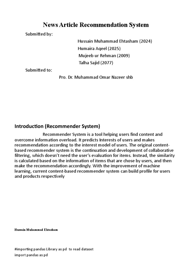 News Article Recommendation System | PDF | Information Science | Computing
