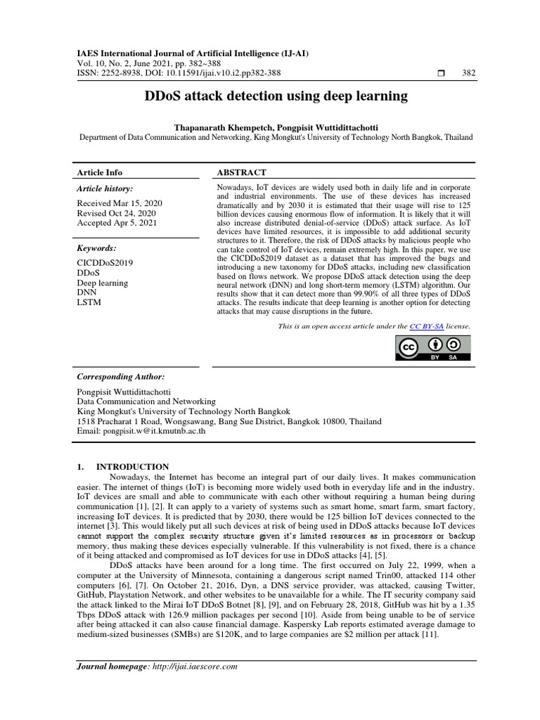 Ddos Attack Detection Using Deep Learning Pdf Deep Learning Artificial Neural Network