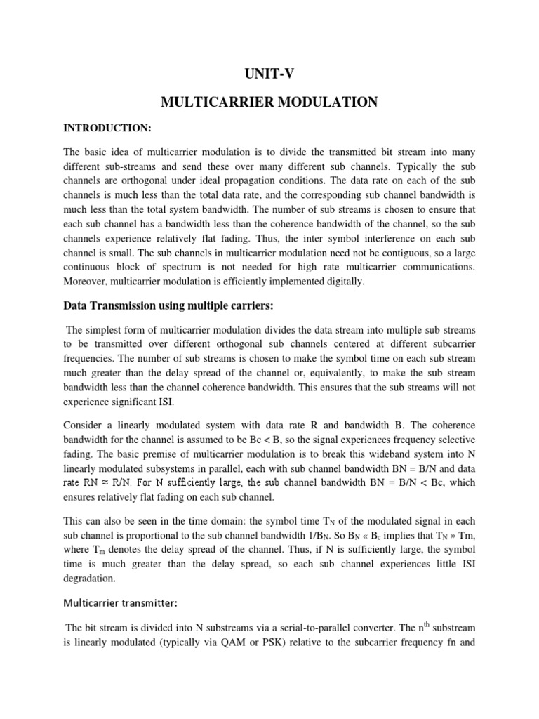 IWCC UNIT_5 | PDF | Orthogonal Frequency Division Multiplexing | Modulation