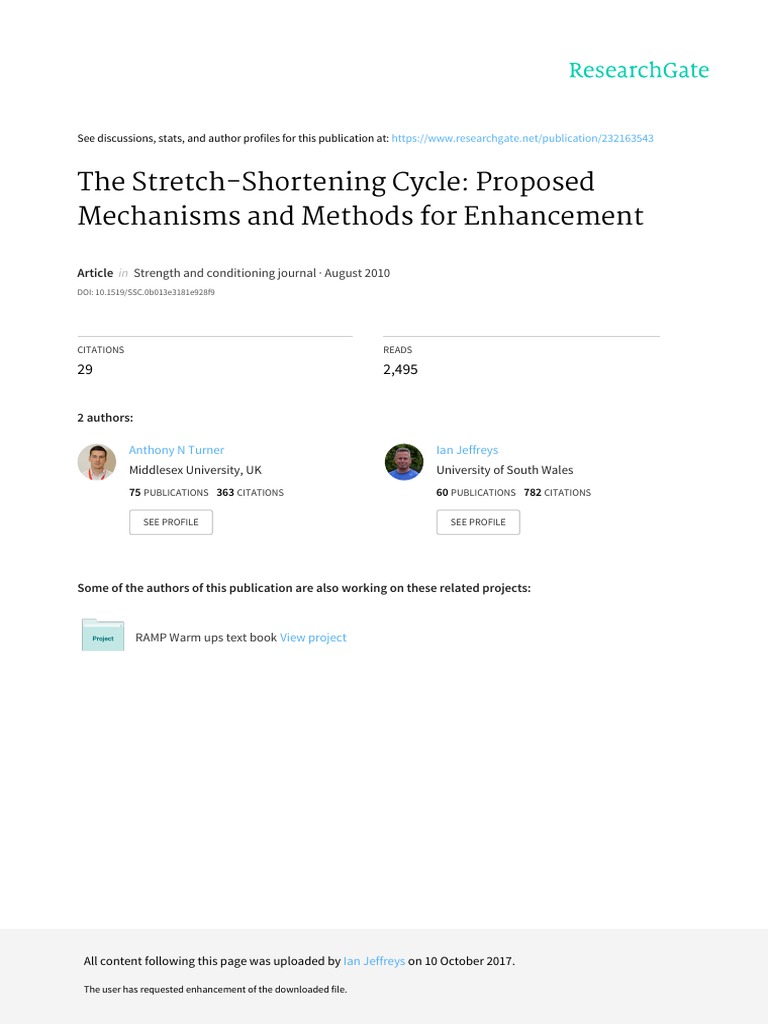 The Stretch Shortening Cycle Proposed Mechanisms | PDF | Skeletal ...