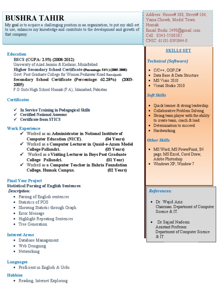 bushra cv | PDF | Computing | Software