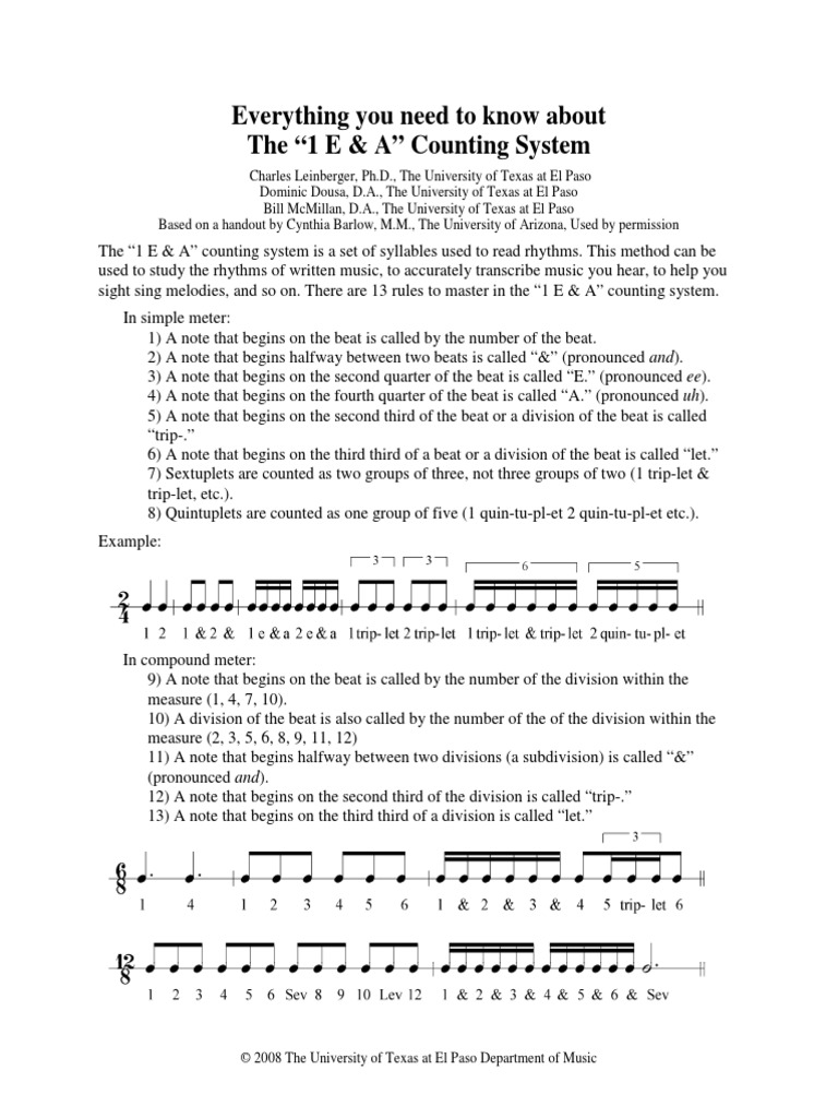 The 1 E & A Counting System | PDF | Performing Arts | Components