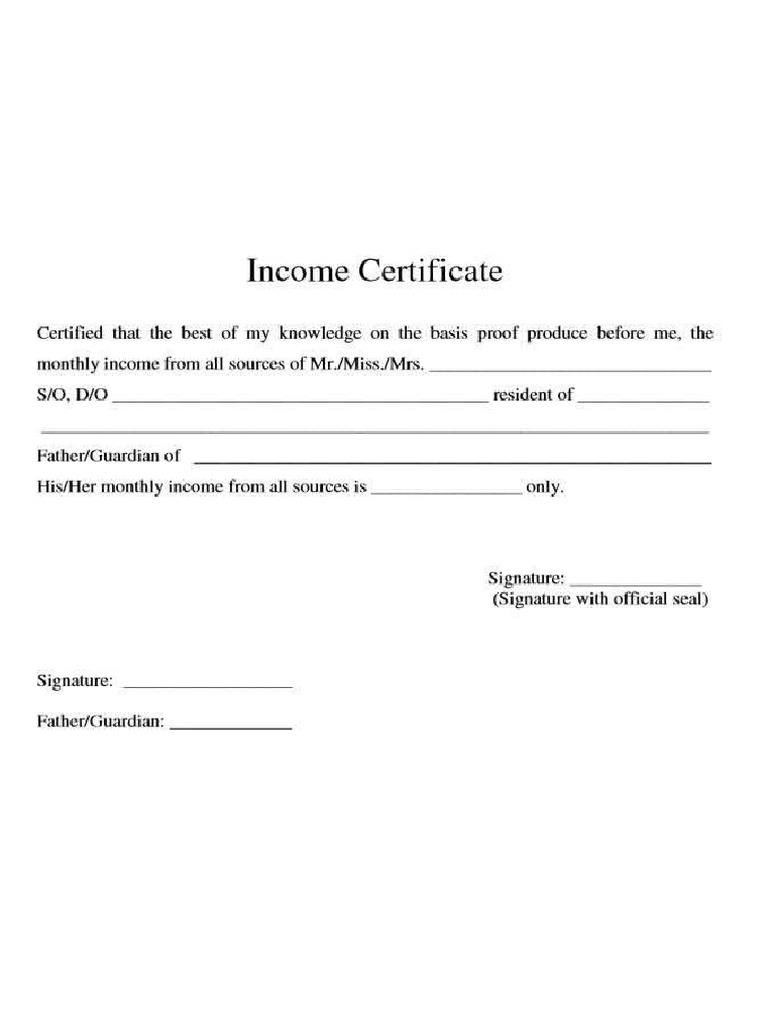 Income Certificate | PDF