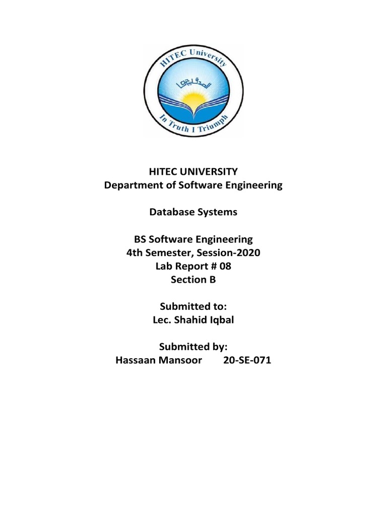 DBS Lab 8 | Download Free PDF | Software Engineering | Computer Programming