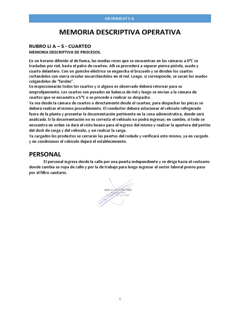 05 Memoria Descriptiva Operativa | PDF