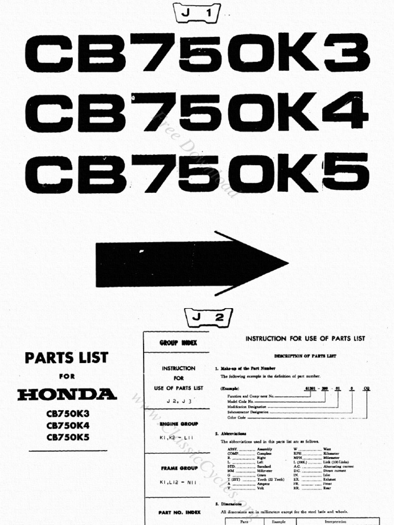 Honda CB750 CB 750 Illustrated Parts List Manual 1973-75 | PDF | Land ...