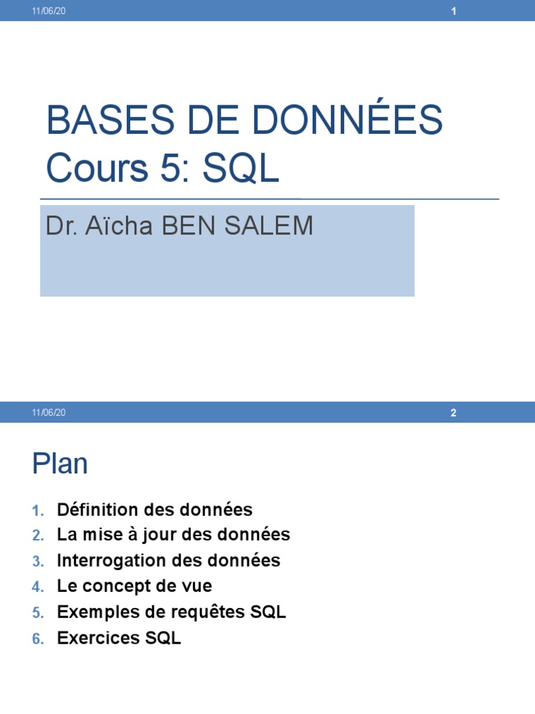 ABS SQL Cours5 ET | PDF | SQL | Recherche d'information