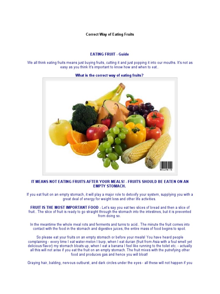 Correct Timing for Eating Fruits | PDF | Diet & Nutrition | Juice