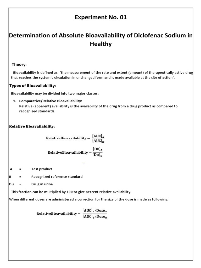 Biopharmaceutics Lab Manual Exp1-7 | PDF | Bioavailability | Pharmacokinetics