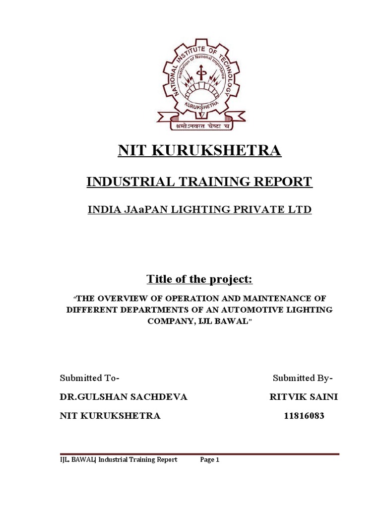 Nit Kurukshetra: Industrial Training Report | PDF | Boiler | Chemistry