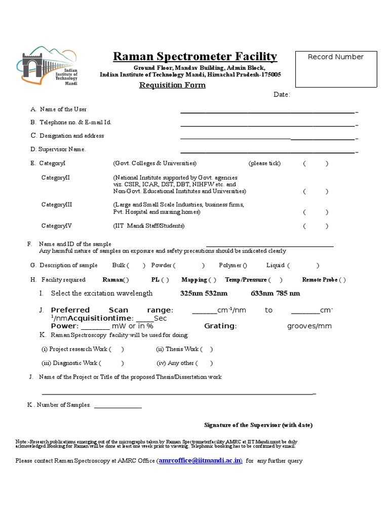 Raman - Spectrometer - RequisitionForm of IIt Mandi | PDF | Raman ...