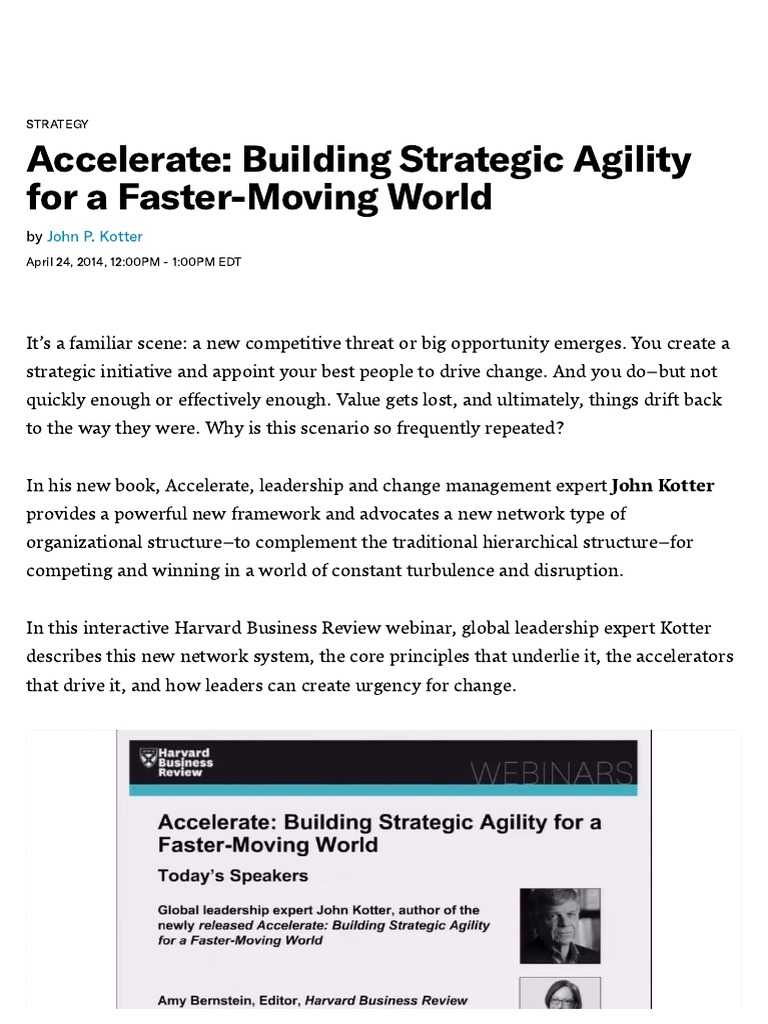 Accelerate - Building Strategic Agility For A Faster-Moving World | PDF