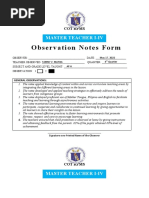 STAR Observation Sheet | PDF | Teachers | Motivation
