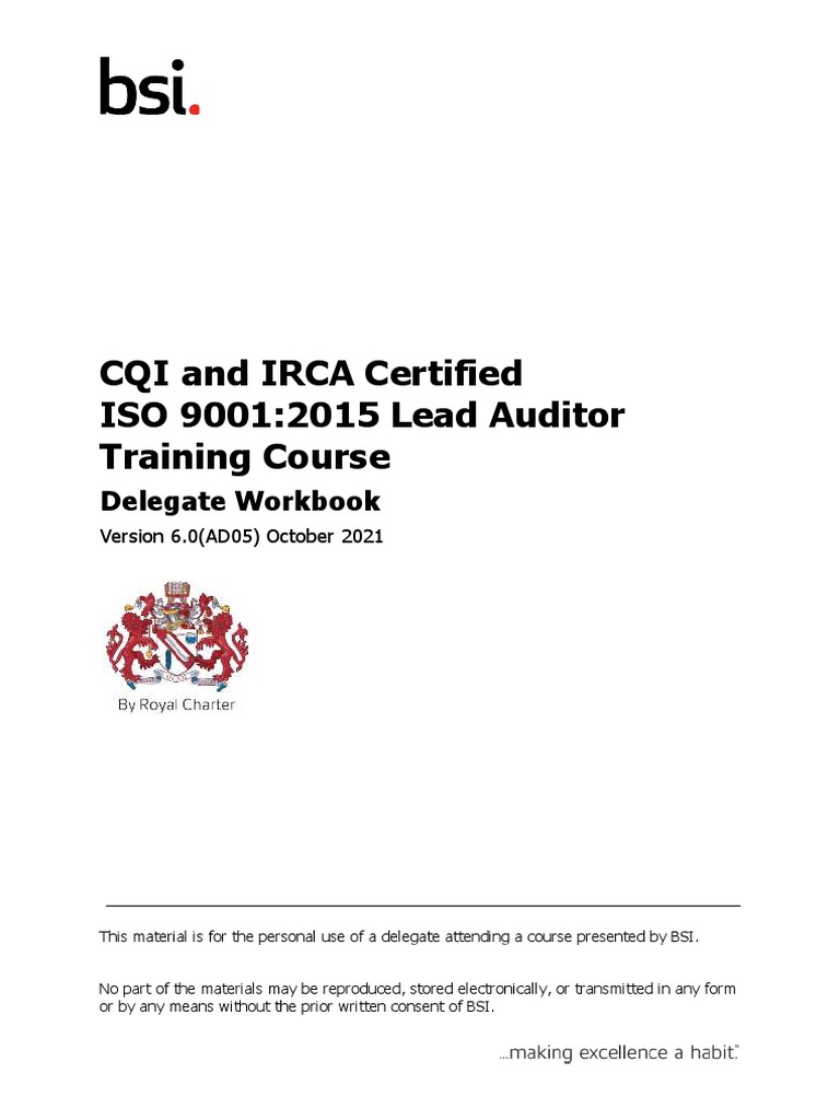 CQI and IRCA Certified ISO 9001:2015 Lead Auditor Training Course | PDF | Audit | Iso 9000