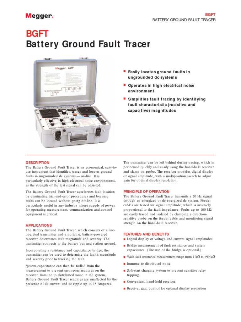 Megger BGFT Battery Ground Fault Tracer | PDF | Physical Quantities ...