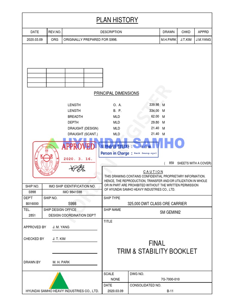 1-2) SM Gemini2 - Final Trim & Stability Booklet | Download Free PDF | Tonnage | Naval Architecture