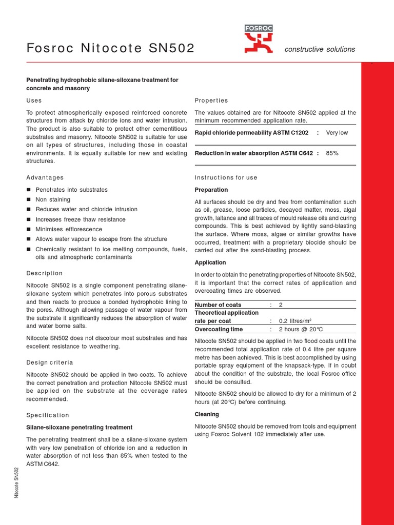 Fosroc Nitocote SN502: Constructive Solutions | Download Free PDF ...