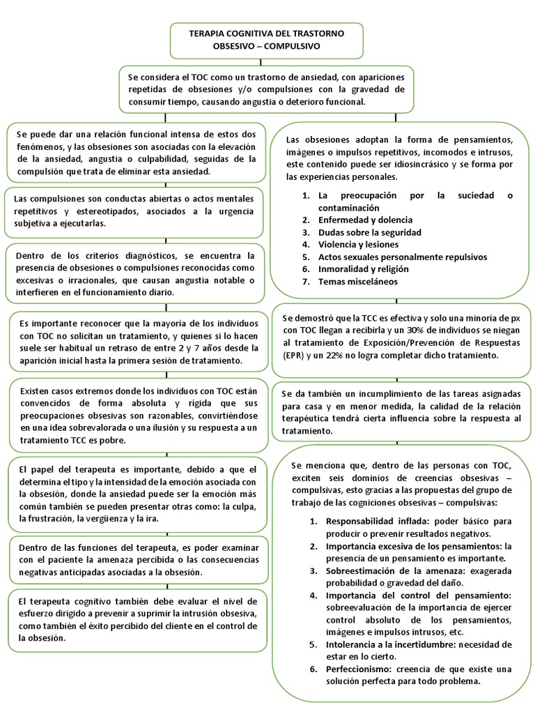 TOC | PDF | Desorden obsesivo compulsivo | Terapia de conducta cognitiva