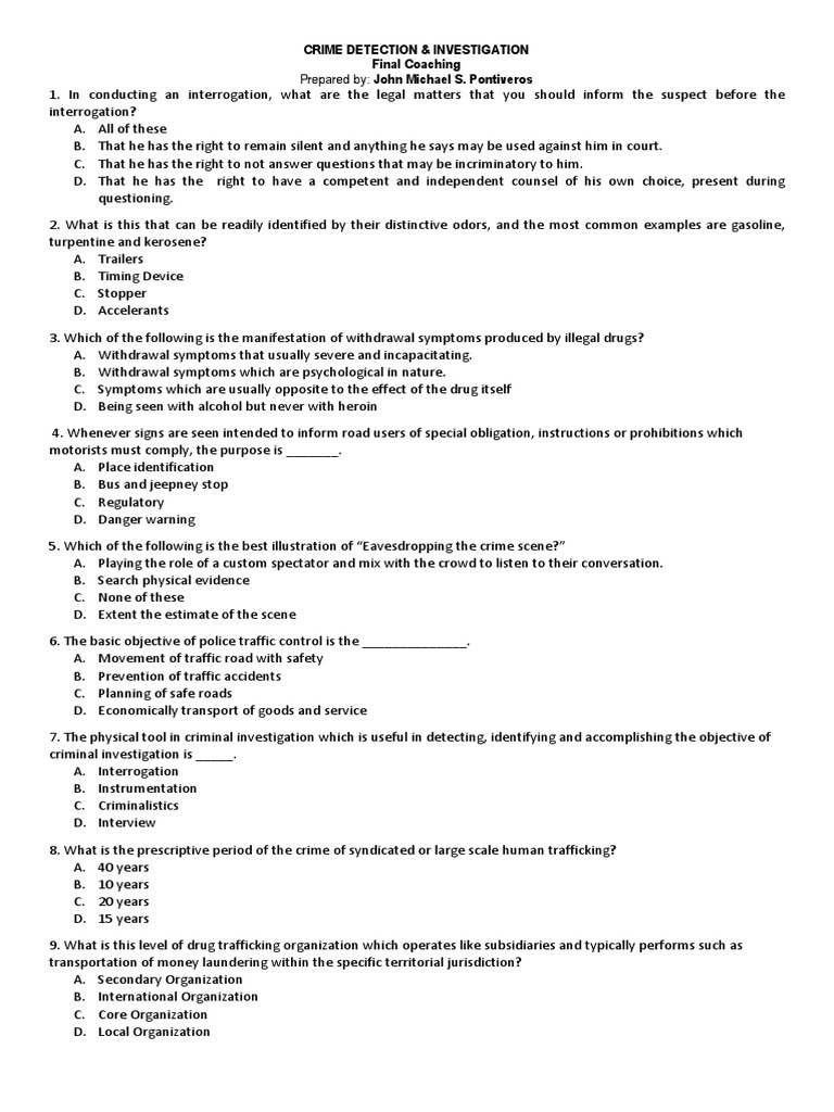 Crime Detection & Investigation Final Coaching | PDF | Organized Crime ...