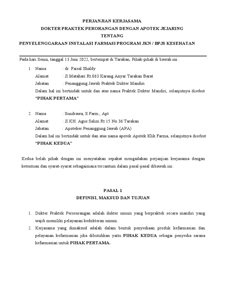 MOU Dokter-Apoteker | PDF