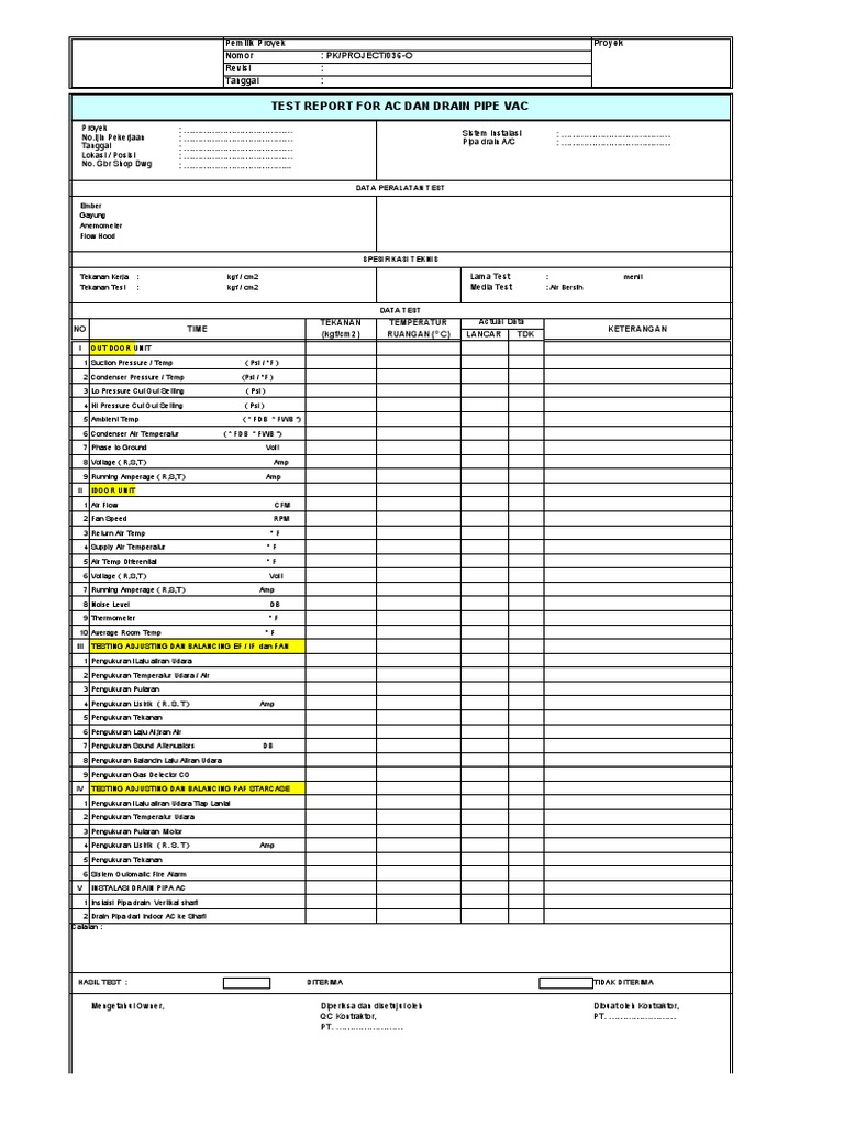 Form-Test Report Pipa Drain AC | PDF