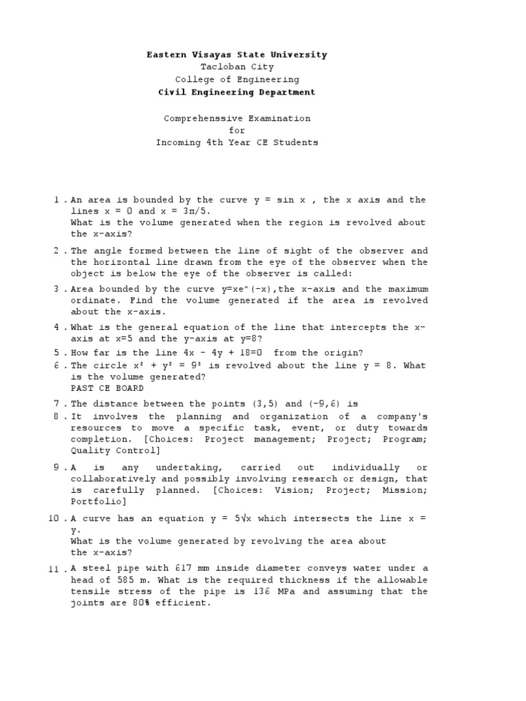 Comprehensive Exam With Answer Key | PDF | Beam (Structure ...